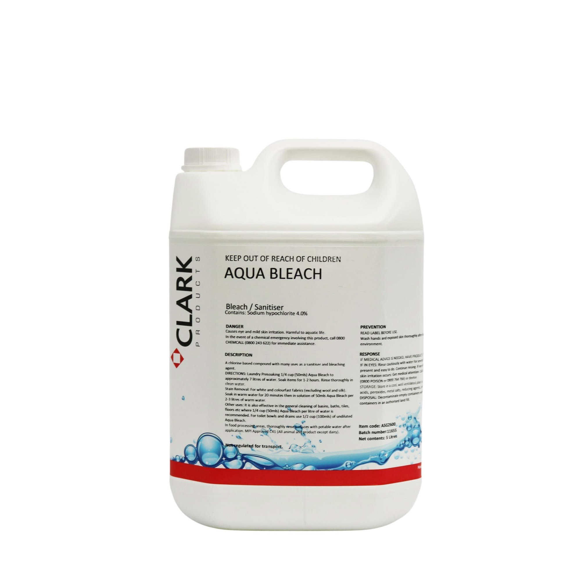 Aquableach 5L - BOS Cleaning Supplies