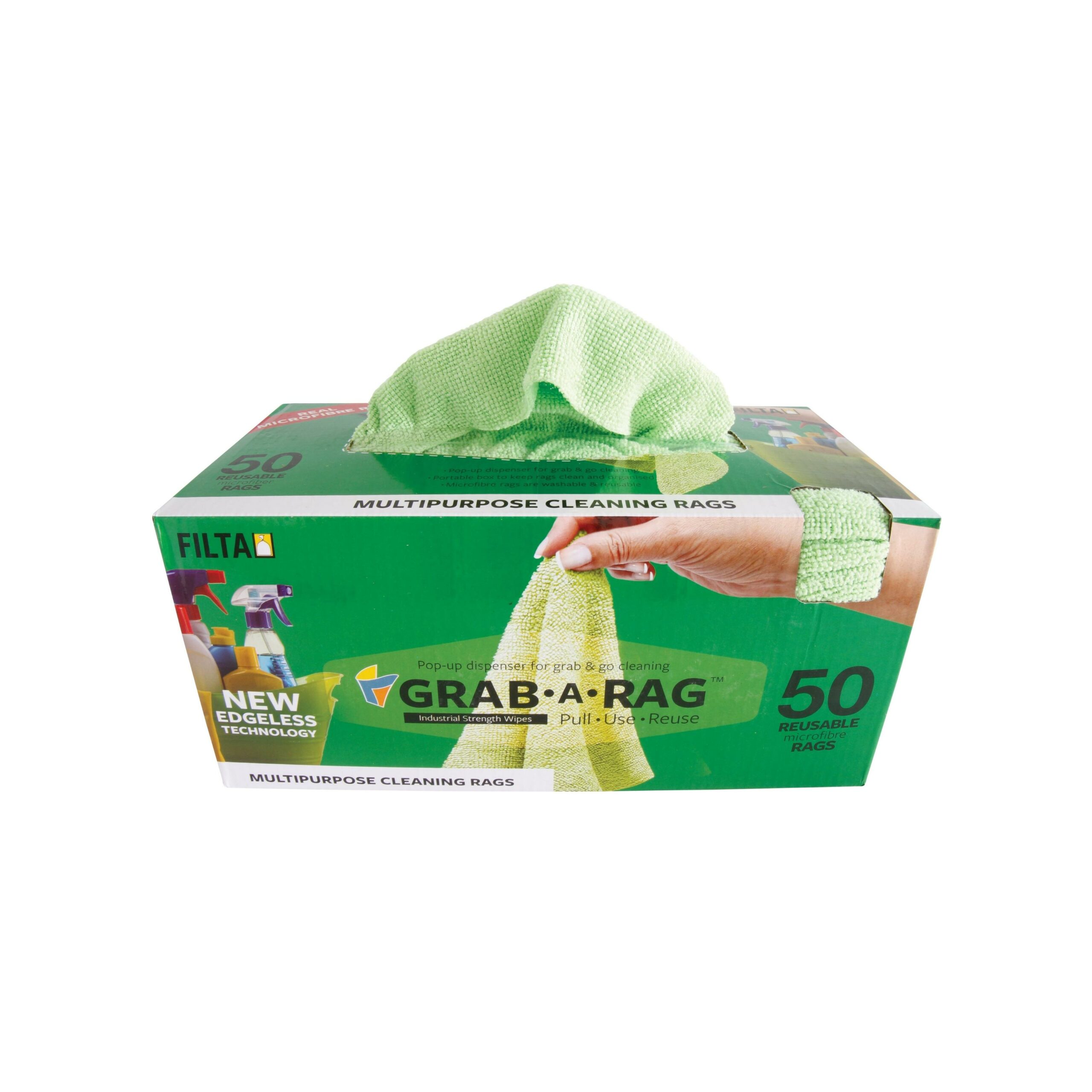 Grab A Rag Microfibre Cloth 50 Packet - Green - BOS Cleaning Supplies