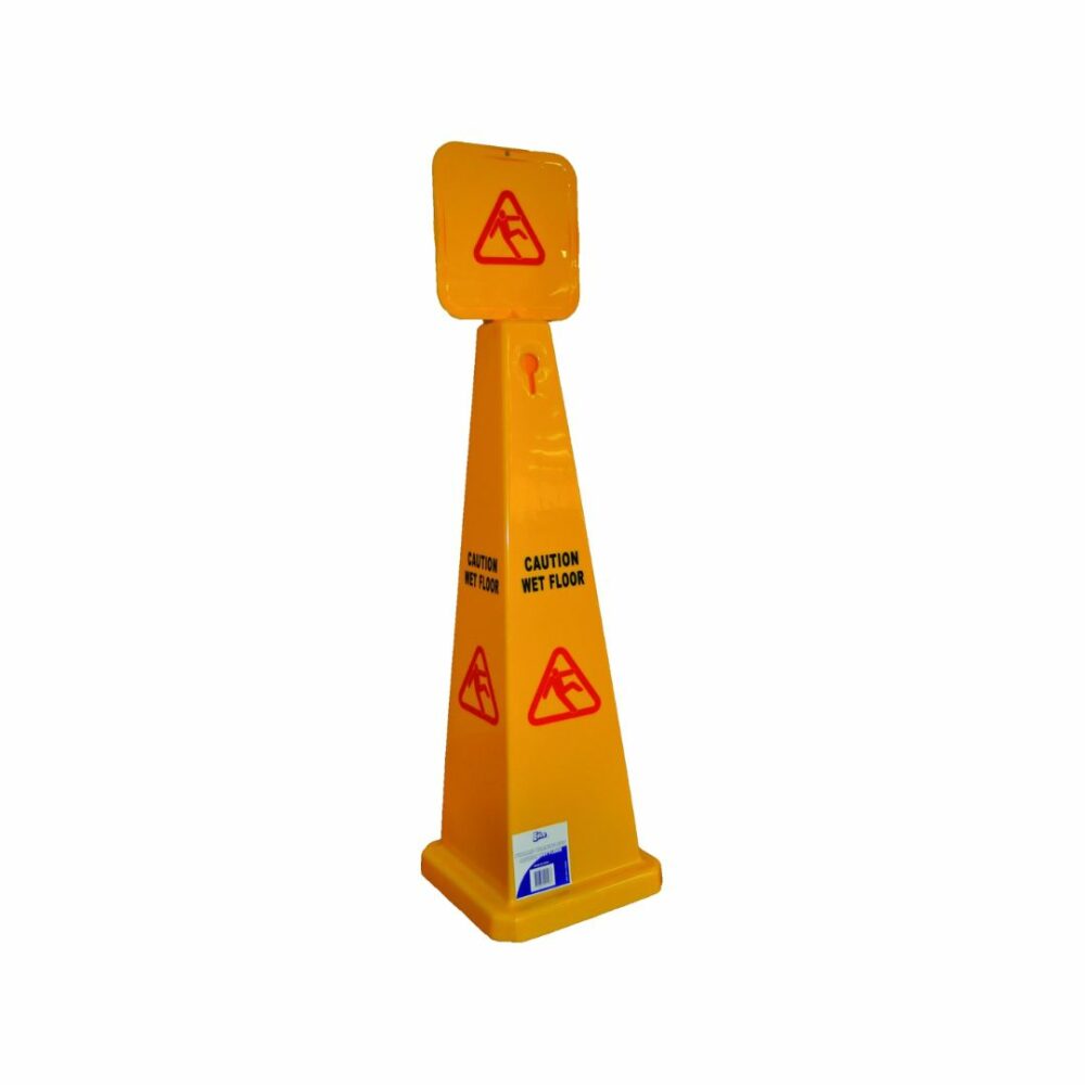 Pyramid Caution Wet Floor Sign with Topper Sign - BOS Cleaning Supplies